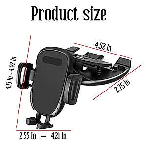 Car Phone Holder for CD Slot, Cell Phone Mount for CD Player, Magnetic or One Button Release, Silicone Pad Protection and 360° Rotation, Compatible with All iPhone, Android, Smartphones