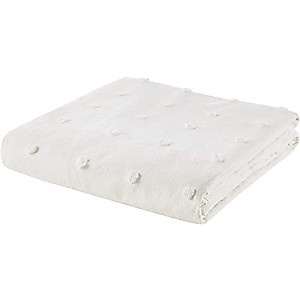 Urban Habitat Queen Duvet Cover Set 100% Cotton Jacquard Tufts, Shabby Chic, All Seasons Microfiber Bedding Duvet Covers, Shams, Decor Pillows, Full/Queen (88 in x 92 in), Brooklyn, Ivory 7 Piece