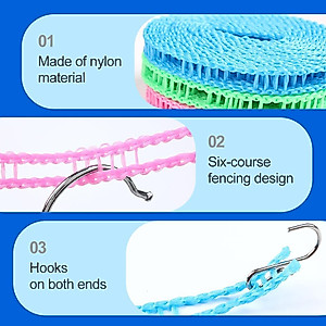 Windproof Non Slip Clothesline,Clothesline Line For Traveling,Portable Clothesline ,Non Slip Clothesline,Clothes Line (3pack)