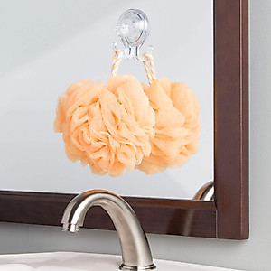 iDesign Power Lock Bathroom Suction Cup Hooks for Loofah, Towels, Sponges and More, Set of 2, Clear