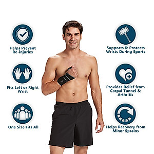 ComfiLife Wrist Brace – Adjustable Compression Wrist Support Wrap – Carpal Tunnel Wrist Brace – Wrist Wraps for Minor Sprains, Workout, Weightlifting, Sleeping, Tendonitis, Arthritis – Fits Both Hands