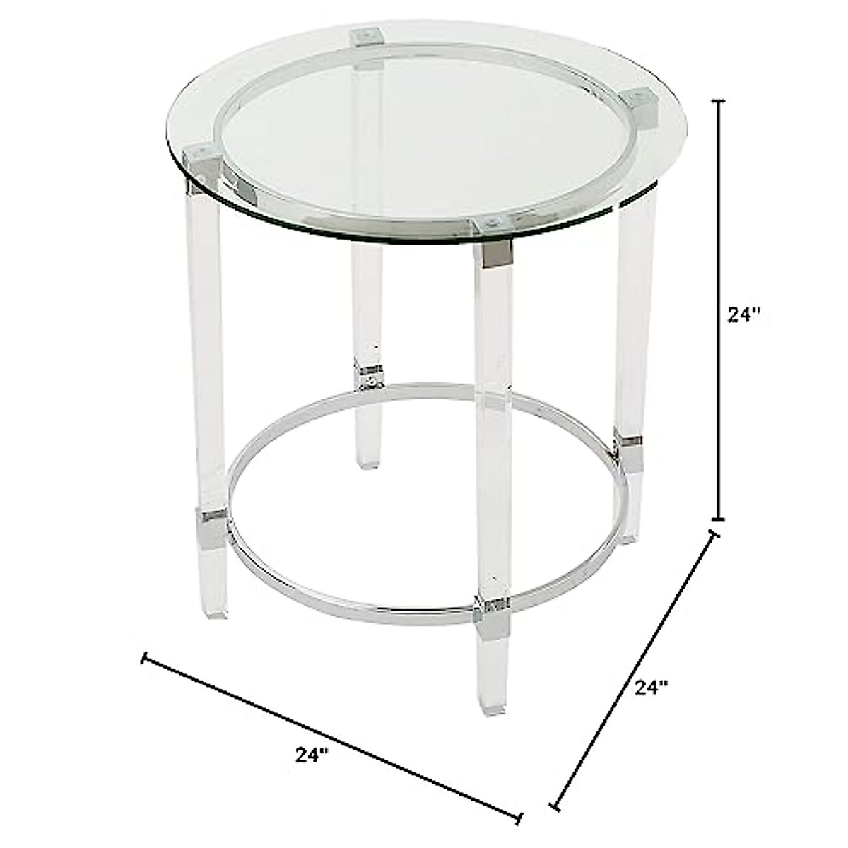 Christopher Knight Home Orianna Acrylic and Tempered Glass Circular Side Table, Clear, 24 in x 24 in x 24 in