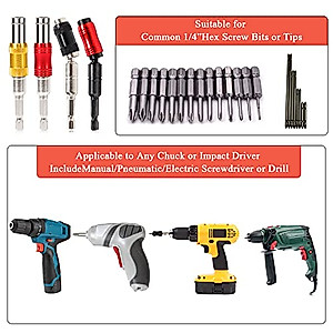 DUALSHINE Drill Bit Holder, 4Pcs Magnetic Swiveling Bit Tip Holder Set Drill Bit Extension Pivot 1/4 Inch Hex Quick Release Pivoting Screwdriver Rotary Extender Chuck Adapter for Impact Driver Screws