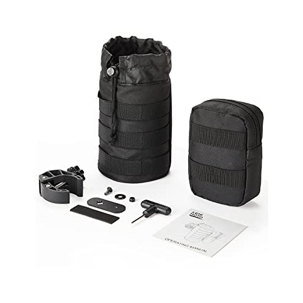 KEMIMOTO Motorcycle Cup Holder, 32OZ Motorcycle Drink Holder with 0.6"-1.5" Alligator Clamp, ATV Cup Holder with Front Pocket for Motorcycle, ATV/UTV, Scooter, Boat, Kayak, Bike, Walker, Black