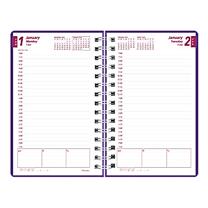 Brownline 2024 DuraFlex Daily/Monthly Planner, Appointment Book, 12 Months, January to December, Twin-Wire Binding, 8" x 5", Purple (CB634V.PUR-24)
