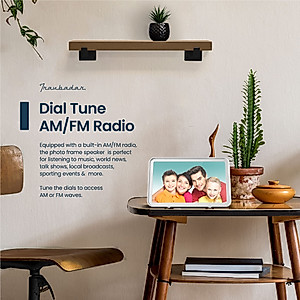 TRENBADER Bravo Gallery Picture Frame Bluetooth Speaker FM Radio Wireless Rechargeable 7” Custom Photo Frame Portable Bluetooth Speaker Loud HD Stereo Sound Rich Bass for Home Office Desk Shelf White