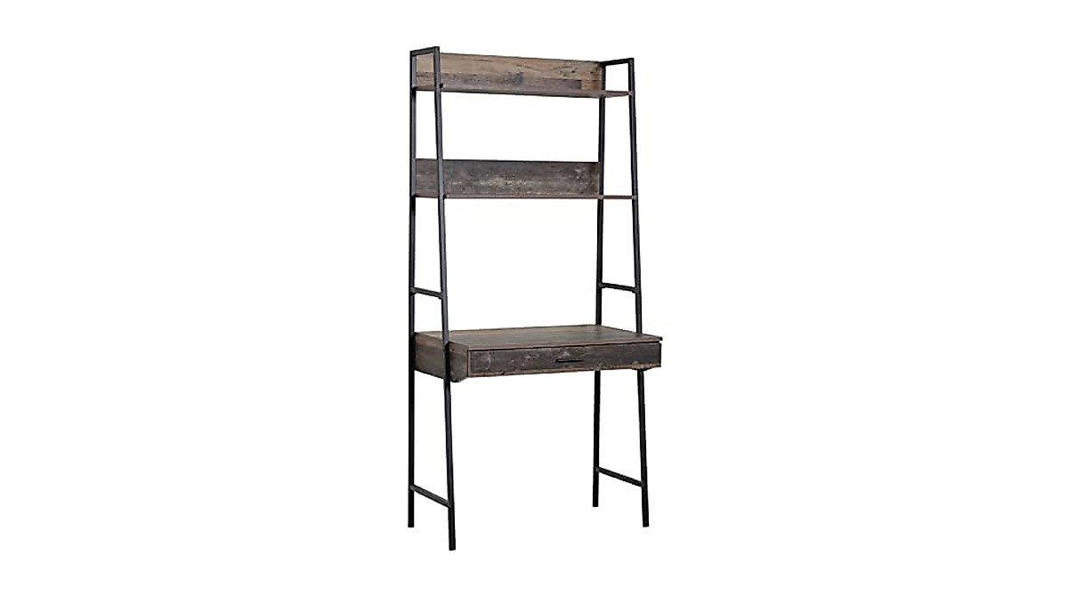 Rustic Ladder Bookcase with Desk for Home & Office