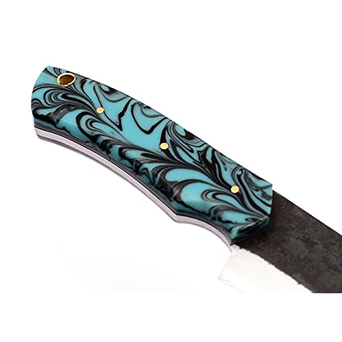 Custom Handmade High Carbon Steel Hunting Skinning Knife Outdoor Camping Hiking Bushcraft Resin American Flag Handle Hand forged Full Tang Knife With Leather Sheath