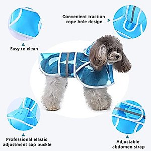 KTHZI Dog Raincoat Adjustable Pet Waterproof and Windproof Clothes Lightweight Rain Jacket Poncho for Hoodies with Strip Reflective(D Blue,Medium，YY31)