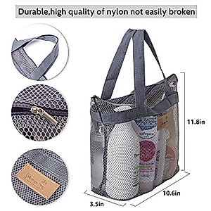 WOSHOP Portable shower Mesh Caddy bag Quick Dry Hanging Toiletry and Bath Zipper for College Dorms Gym Swimming Beach Travel Sports Games