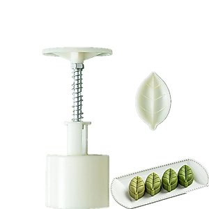 Yuing Mooncake Mold 30g- Cookie Stamps Plastic Hand Press Leaf Shape Kitchen Gadgets DIY Baking Pastry Tool (Leaf mold)