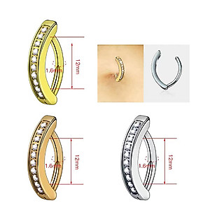 Piercingpops 2PCS 14g Sparkly CZ Clicker Belly Button Ring Surgical Stainless Steel Belly Ring Naval Ring Piercing Jewelry (2PCS CZ Silver (10mm+12mm))