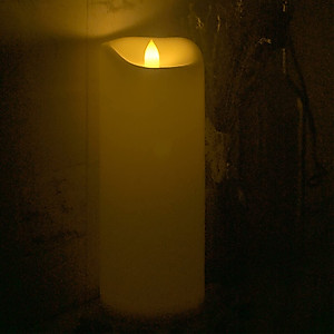 EZiGarden 10"x4" Battery Operated Flameless LED Pillar Candle, Outdoor Waterproof Flickering Light with Remote & Timer for Halloween Party Wedding Party Home Decoration, 1 Pack