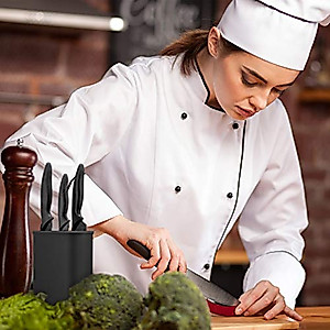 Relaxdays Plastic Block, Knife Holder with Bristle Insert, unequipped, H x W x D: 22.5 x 13.5 x 12.5 cm, Black