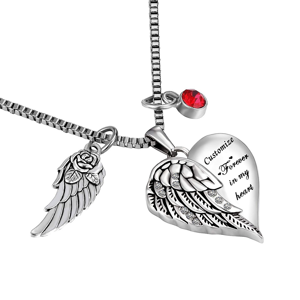 Forever in my heart with 12 Birthstones Cremation Jewelry Keepsake Memorial Urn Necklace (Customized Name)