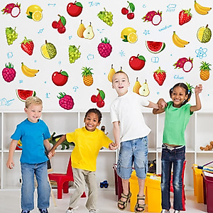 48 Pcs Tutti Frutti Party Colorful Fruit Cutouts Lemon Cutout Strawberry Pineapple Apple Watermelon Grape Cutout for Classroom Bulletin Board Wall Tropical Fruit Hawaiian Luau Beach Summer Party Decor