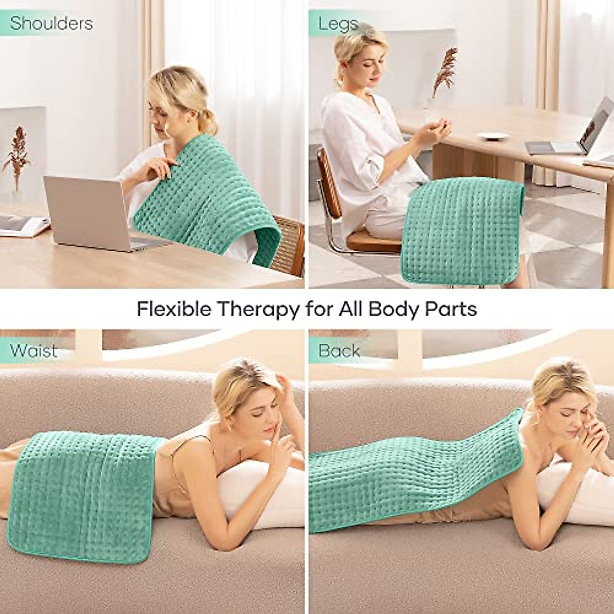 XXX-Large King Size Heating Pad for Pain Relief, 18" X 33" Fast Heating Pad with 2H Auto Shut Off, 6 Heat Settings & Machine Washable, Moist & Dry Heat Therapy for Neck Back Shoulder Relief and Cramps