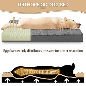 MIHIKK Large Dog Bed with Removable Washable Cover, Orthopedic Dog Crate Bed Large Breed, Waterproof Pet Bed, Big Flat Dog Beds Large Sized Dog Mattress, Dark Gray,36 inch