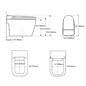 Smart Toilet with Bidet Built in, Bidet Toilet with Heated Seat, Automatic Flush, Dryer, Night Light, Digital Display