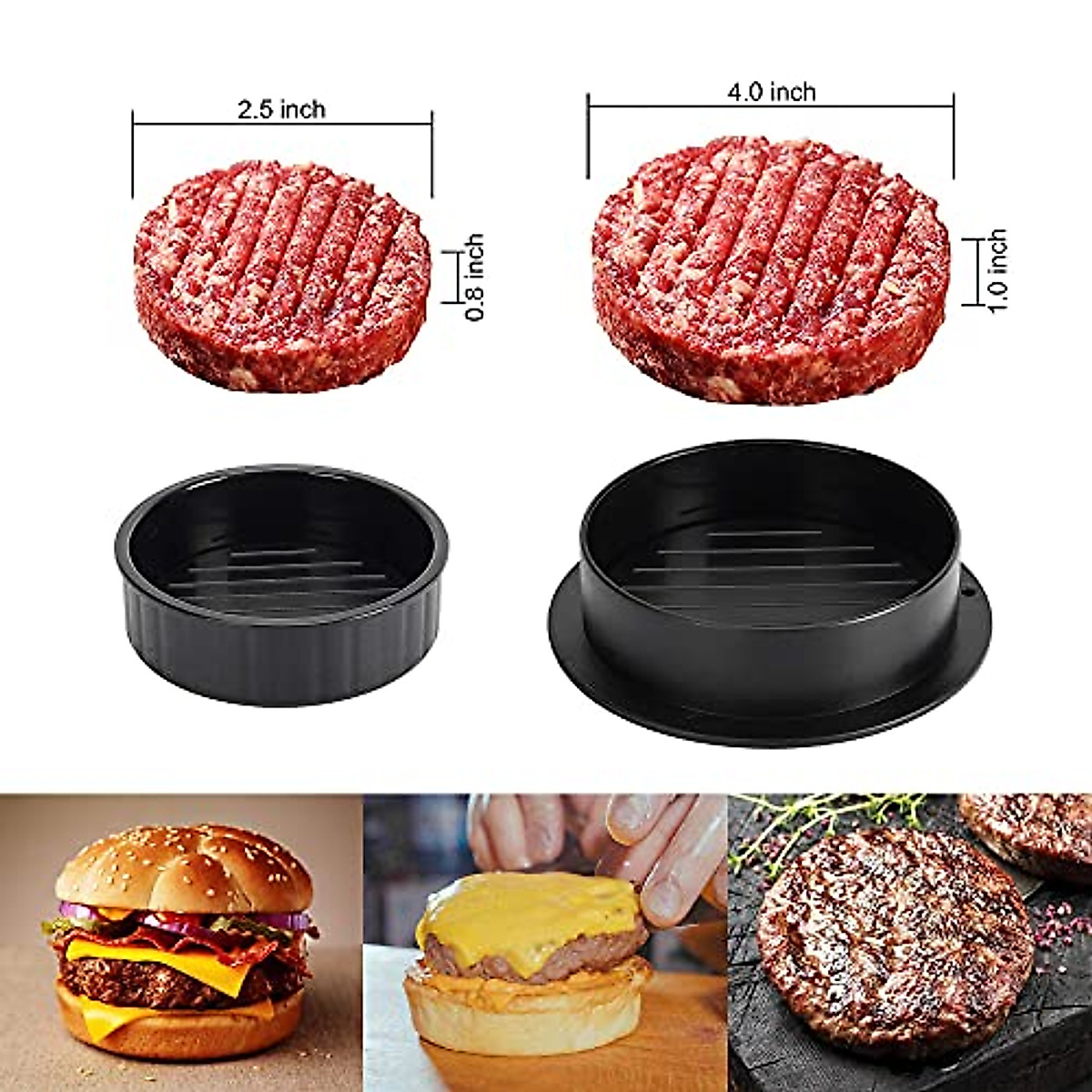 Hamburger Press Patty Maker, Burger Press, 3 in 1 Non-Stick Meat Beef Veggie Hamburger Patty Mold, Kitchen Gadgets to Make Patty for Stuffed Burgers Slider BBQ Barbecue Grilling