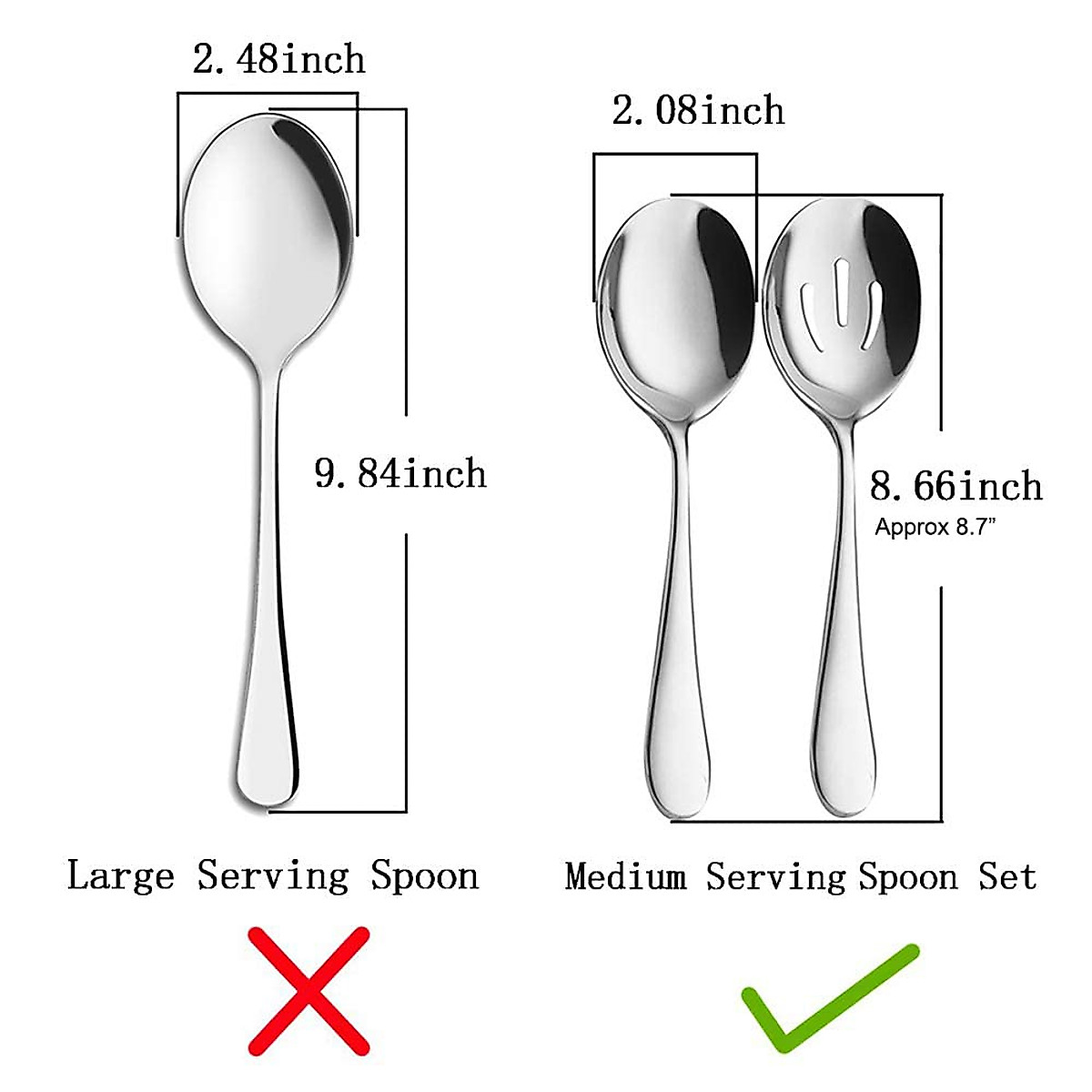 AOOSY Serving Spoons x 3, Slotted Spoons x 3, 8.7 inches Utility Advanced Performance Skimmer Perforated, 8 3/4" Stainless Steel Serving Spoons Set for Buffet Can Banquet Cooking Kitchen Basics