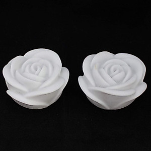 Uonlytech 5 Pcs Flameless Candle Flower Night Light LED Tea Lights Waterproof Floating Rose for Pool Garden Fish Tank Wedding Party Decor White