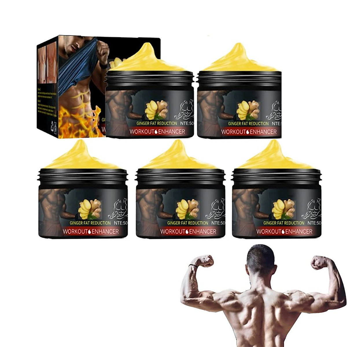 50g Rockpecs Ginger Cream, Gynecomastia Firming Ginger Cream, Ginger Abdominal Cream, Firming Body Cream, Tummy Tightening Cream, Chest Belly Fat Remove Cream (5pc)