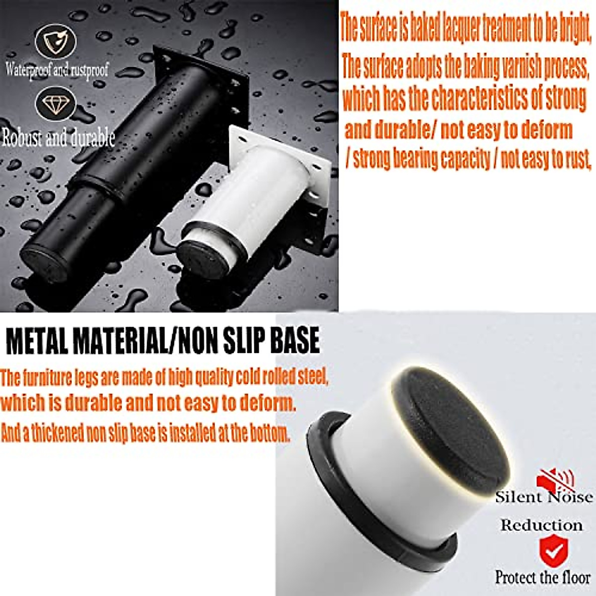 Metal Adjustable Height Furniture Legs 4.7-8 inch, Heavy Duty Support Legs for Furniture Set of 4,Sofa Cabinet Legs,Adjustable Height Replacement Support Leg for Furniture/Bed/Cabinet/TV Stand(white)