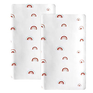 Rainbow Changing Pad Cover 2 Pack Diaper Changing Table Pad Covers 32”x17”x5.5” for Standard Baby Changing Pads Universal Microfiber Soft Cradle Sheets for Baby Boys Girls