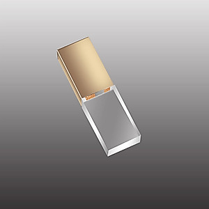 64GB USB 2.0 Flash Drive Novelty Gold Crystal LED Light Glass Transparent Rectangle Shape Pen Drive Thumb Drive Memory Stick Memoria USB Pendrive Wedding Gift