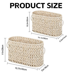 Airsnigi Toilet Paper Storage, 2 Pack Toilet Paper Basket for Bathroom Storage Wicker Toilet Paper Holder for 6 Mega Rolls Waterproof Wicker Bathroom Storage Basket, White