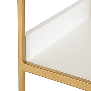 Kate and Laurel Hylton Modern Glam 3-Tier Floating Wall Shelf for Display and Storage, 18x28x7, White/Gold