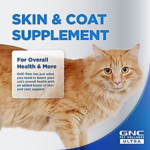 GNC Pets Ultra Skin & Coat Soft Chews, Cats, Chicken Flavor. 60-ct in an 8-oz Canister | Skin and Coat Supplements for Cats in Chewable Chicken Flavor