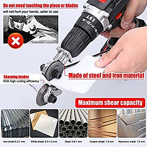 Geevorks Electric Drill Plate Cutter, 2024 New Metal Nibbler Drill Attachment with Adapter 0.8mm, DIY Metal Drill Attachment for Cutting Iron, White Sheet, Steel,Copper, Aluminum