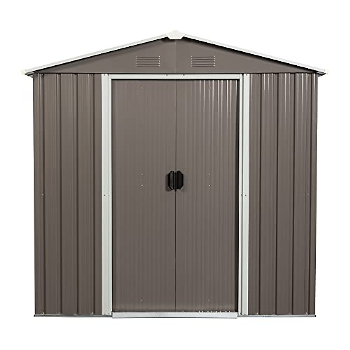 7.74ftx4.29ft Outdoor Storage Shed with Metal Foundation and Sliding Doors,Sun Protection,Waterproof Tool Storage Shed for Patio Lawn Backyard (Gray-7.74ftx4.29ft)