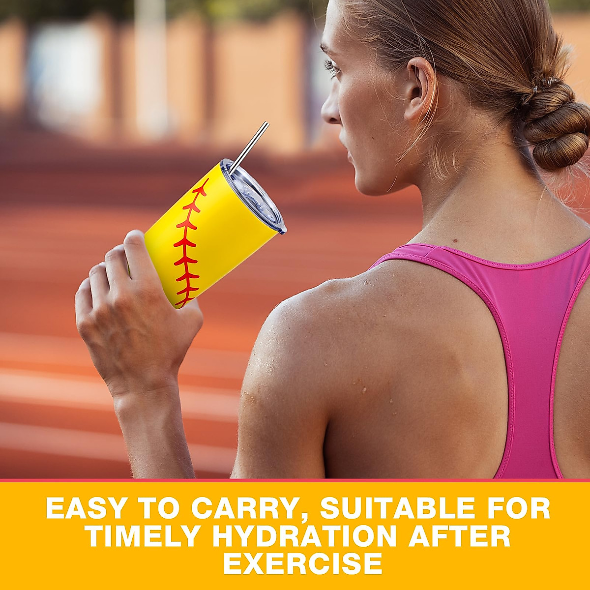 Suclain 8 Pcs Softball Insulated Tumbler with Lid and Straws 20 oz Baseball Tumbler Softball Coach Cup Double Wall Vacuum Stainless Steel Cup Travel Coffee Mug for Home Office Party (Ice Bully)