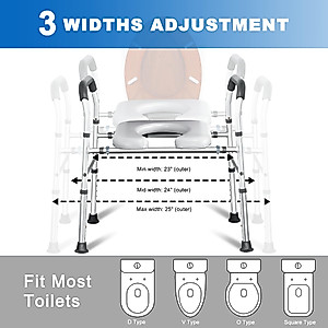 Deewow Raised Toilet Seat with Handles, Toilet Seat Riser for Seniors with Height and Width Adjustable, up to 400lbs, Commode Chair for Elderly, Pregnant and Handicap, Fit Any Toilet, FSA/HAS Eligible