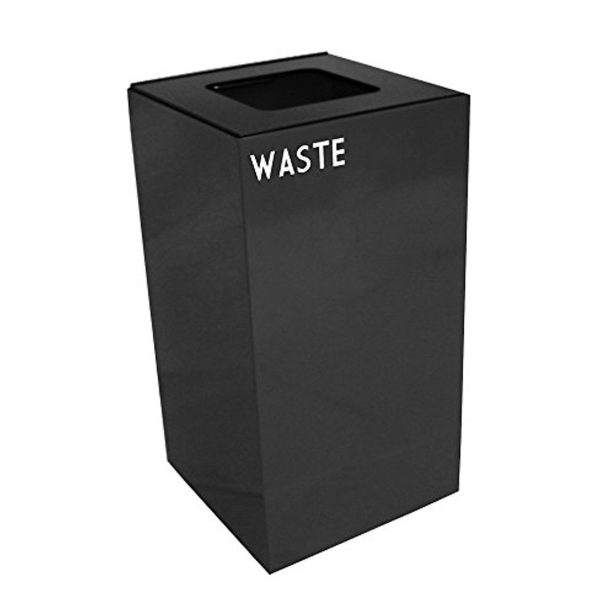 Witt Industries 28GC03-CB Steel 28-Gallon Geo Cube Recycling Container, Square Opening, Legend "Waste", Square, 15" Width x 15" Depth x 28" Height, Charcoal