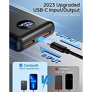 Coolreall Small Power Bank 20000mAh, 22.5W PD & QC4.0 Fast Charging Portable Charger, Compact External Battery USB C Input/Output with LED Display for iPhone Samsung Huawei Xiaomi AirPods etc