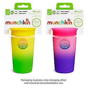 Munchkin® Miracle® 360 Color Changing Sippy Cup, 9 Ounce, 2 Pack, Pink/Yellow