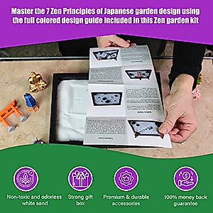 Mini Zen Garden for Desk 11x8in, Zen Gifts,Sand Tray Therapy Kit, Zen Sand Garden for Desk Mini Rock Garden Gifts, Desk Zen Garden Kit Zen Garden Accessories for Zen Garden Sand Tray Therapy