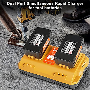 DCB102 Battery Charger Station for Dewalt Battery,Simultaneous Charging for 12V and 20V Max Battery, Compatible with DCB124 DCB126 DCB200 DCB205 Yellow