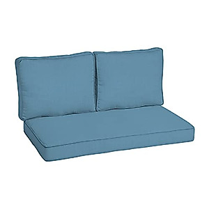Arden Selections Outdoor Loveseat Cushion Set 46 x 26, French Blue Texture