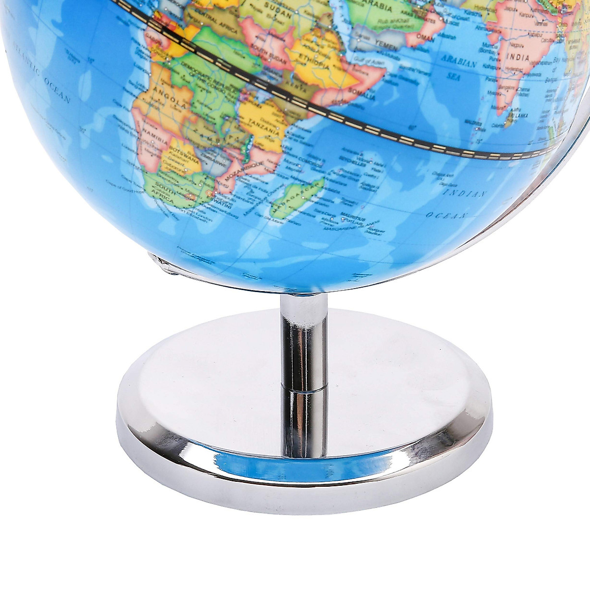 Exerz 8" World Globe Political Map - Educational Geographic Globe - Stainless Steel Arc and Base