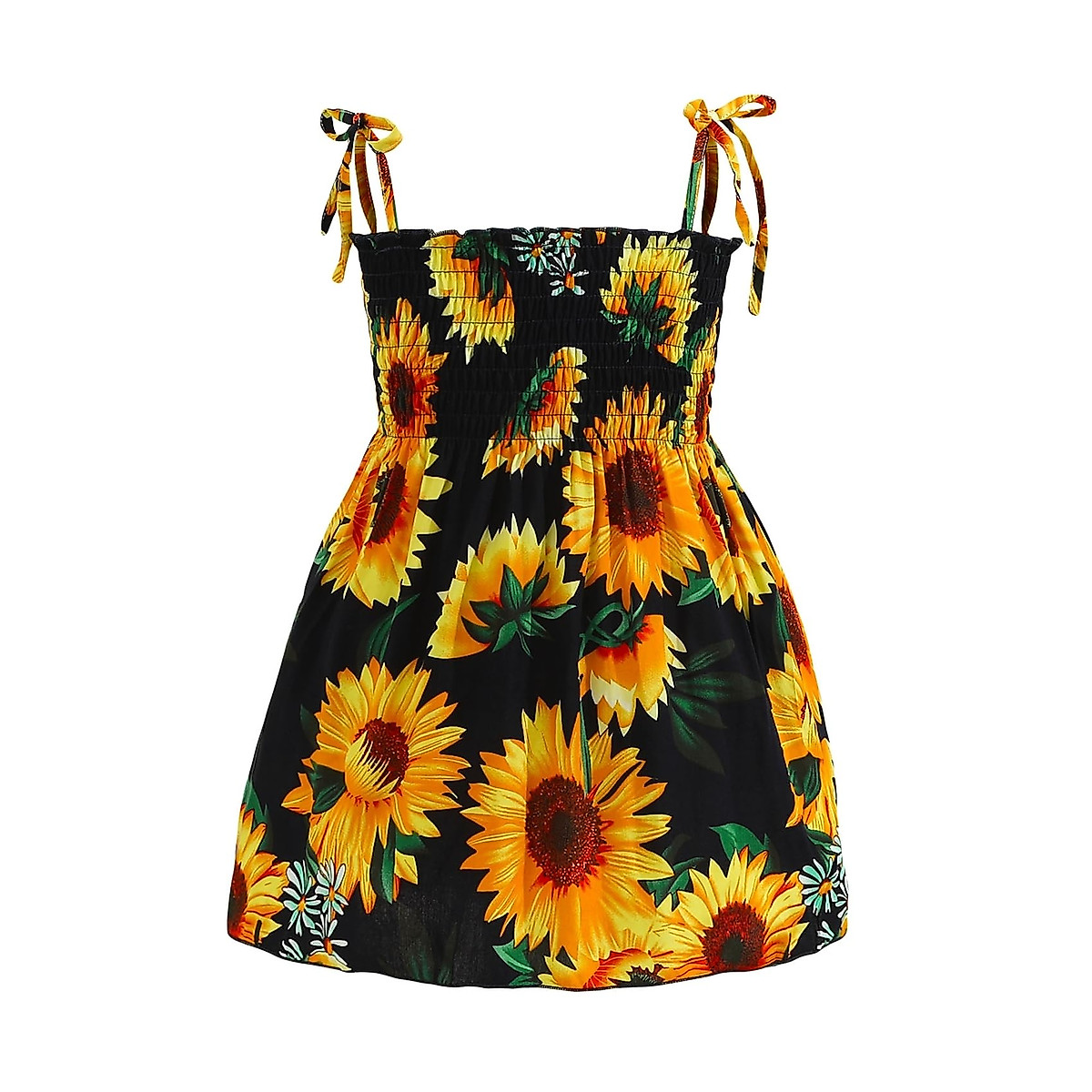 Magic Park Baby Girl Dress Toddler Girl Summer Princess Dresses Kids Holidays Skirt Beach Outfits (Black Flower, 18-24 Months)