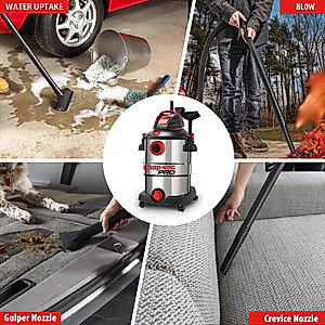 Shop-Vac 12 Gallon 6.0 Peak HP Wet/Dry Vacuum, Stainless Steel Tank, 3 in 1 Function Portable Shop Vacuum with Attachments, Drain Port, Ideal for Jobsite, Garage & Workshop. 5926211