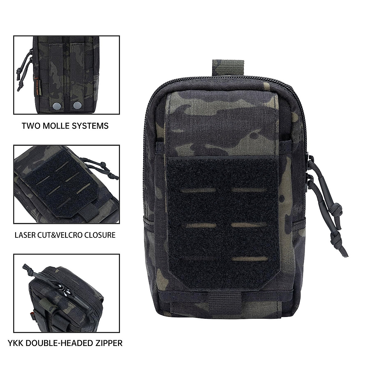 EXCELLENT ELITE SPANKER Tactical EDC Pouch Molle Utility Pouches Phone Holster Pouch Waist Bag Tool Pouch for Molle Accesssories(Multicam Black)