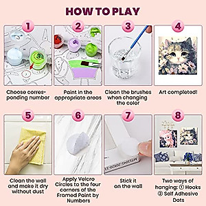 VINDIJA Framed Paint by Number for Adults Beginners - Cat Adult Paint by Number Kits on Canvas, 2 Pack Animals Paint by Numbers, DIY Oil Painting Acrylic Paints for Home Wall Decor Gift, 8x8in