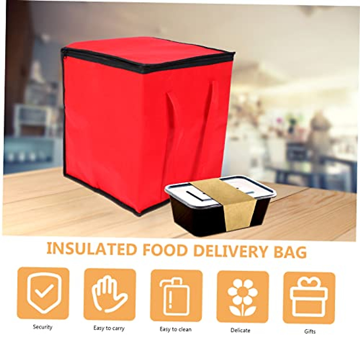 ULTECHNOVO 1pc Portable Cooler Bag Collapsable Cooler Shopping Tote Bag Portable Heating Lunch Box Insulated Pizza Bag Cold Delivery Bag Heated Lunchbox Pizza Insulation Tote Lunch Bag Food