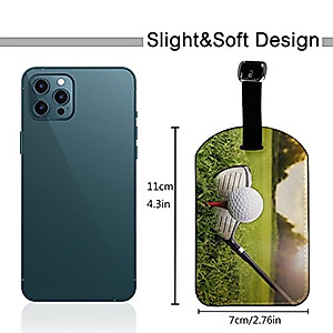 Zoczos Golf Club and Ball Suitcase Identify Labels Green Grass Sports Training Golf Player Luggage Tags with Sturdy Buckle Straps Privacy Flap for Women Men Boys Girls, 1 Pack